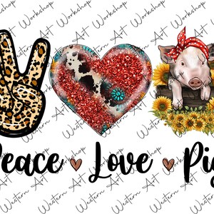 Peace Love Pig Pngs, Farm Pig, Love Pig Png, Western Pigs Png, Love Pig ...