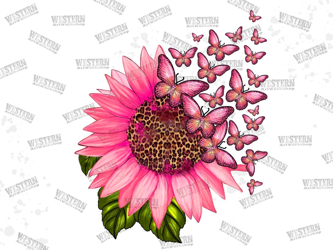 Pink Sunflower and Butterfly Png, Pink Sunflower Png, Pink Butterfly ...