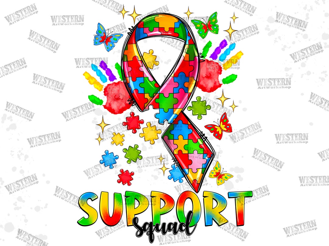 Support Squad Autism Png Sublimation Design Download, Autism Awareness ...