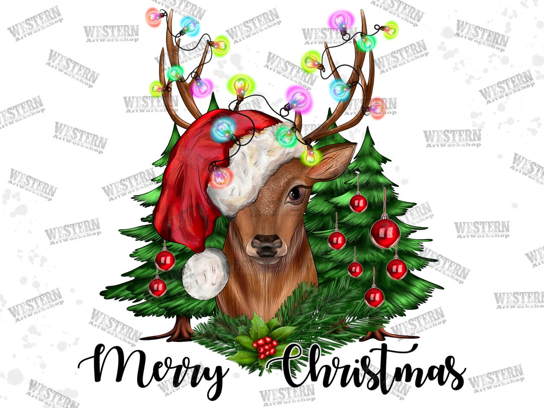 Merry Christmas Deer Png, Western Png, Merry Christmas Png, Christmas ...
