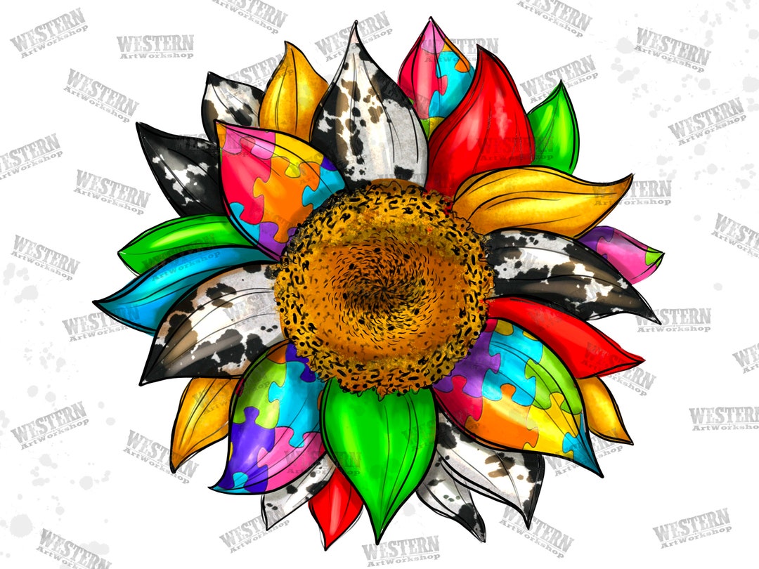 Autism Sunflower Png Sublimation Design Download, Autism Awareness Png ...