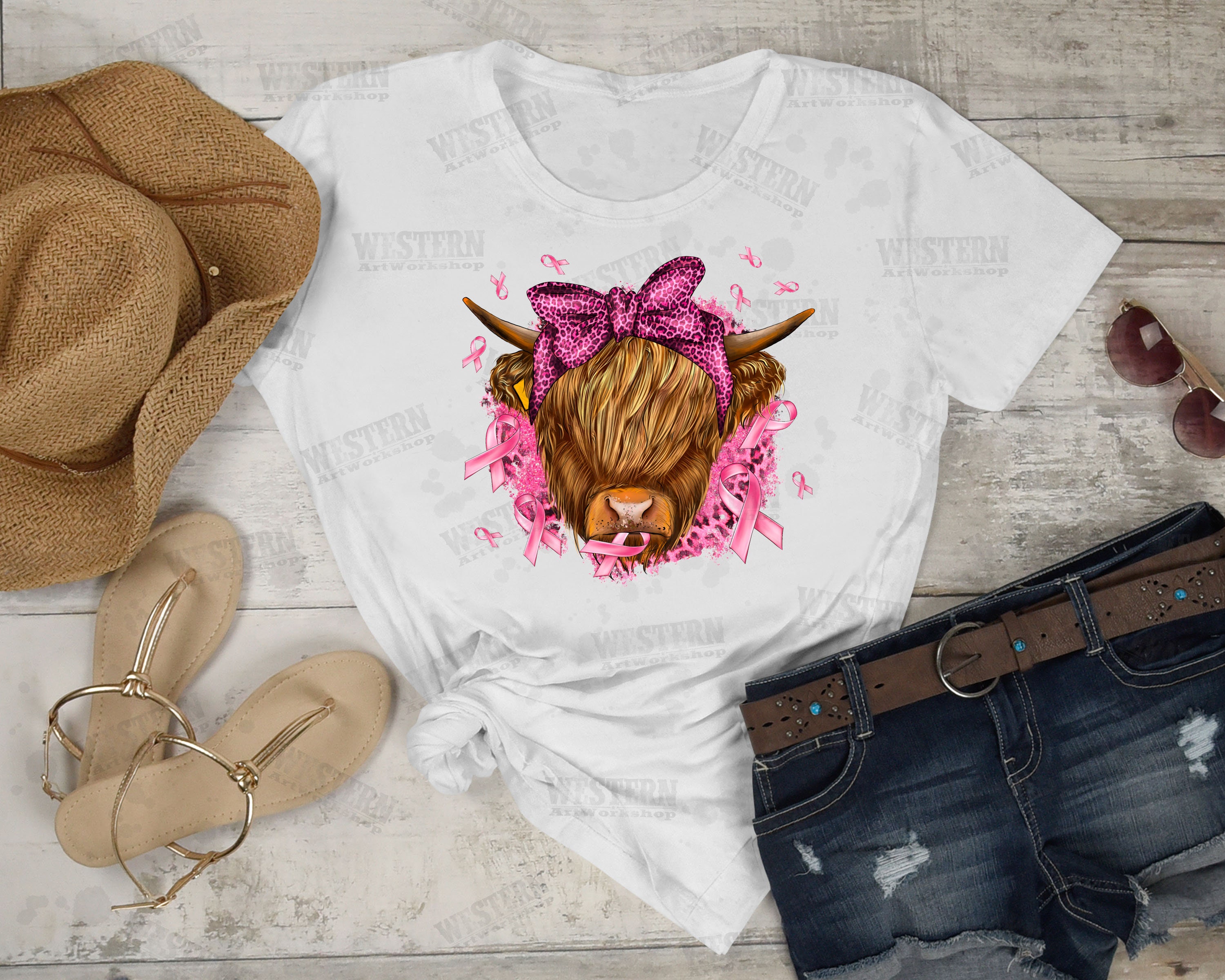 Breast Cancer Highland Cow Sublimation Design Breast Cancer - Etsy