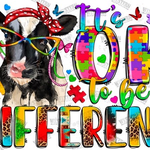 It's Ok to Be Different Png, Autism Awareness Png, Autism Puzzle Cow ...