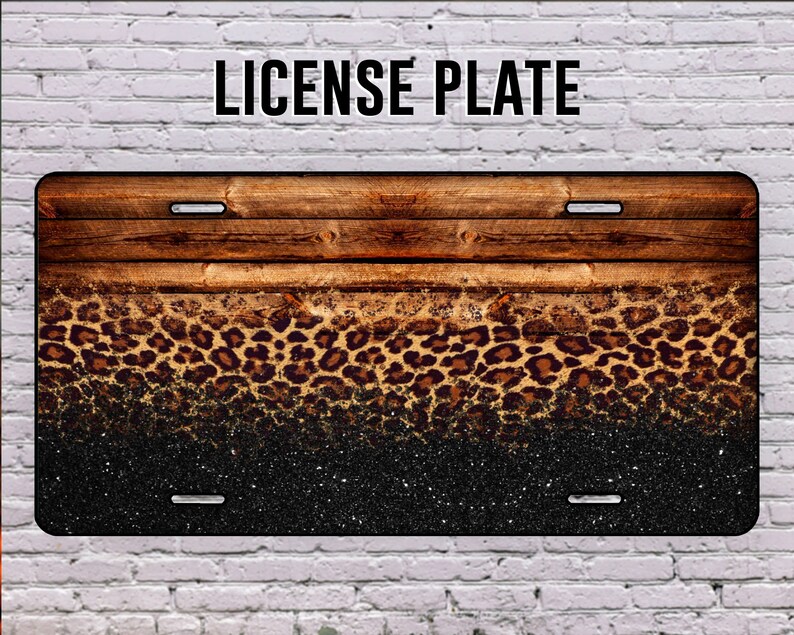 Leopard Black Glitter License Plate Black Glitter License - Etsy