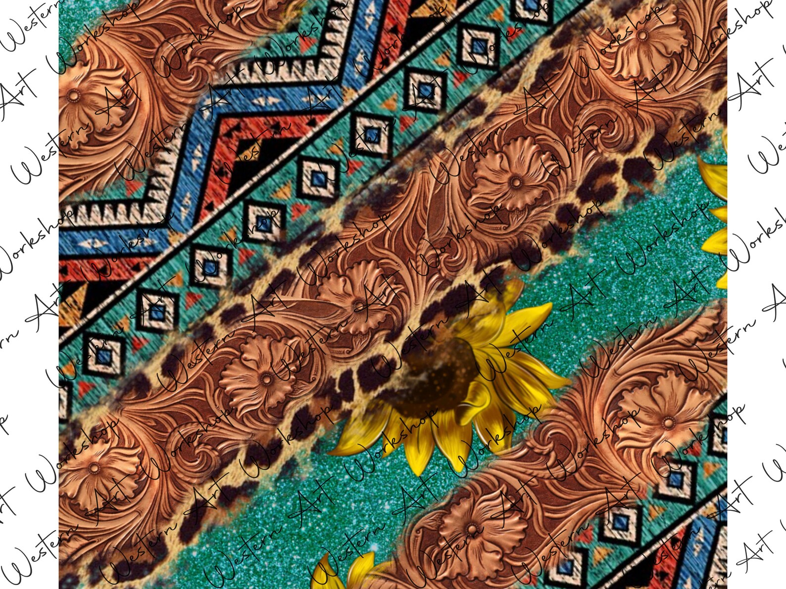 Tooled Leather Aztec Sublimation Tumbler Sunflower Aztec - Etsy