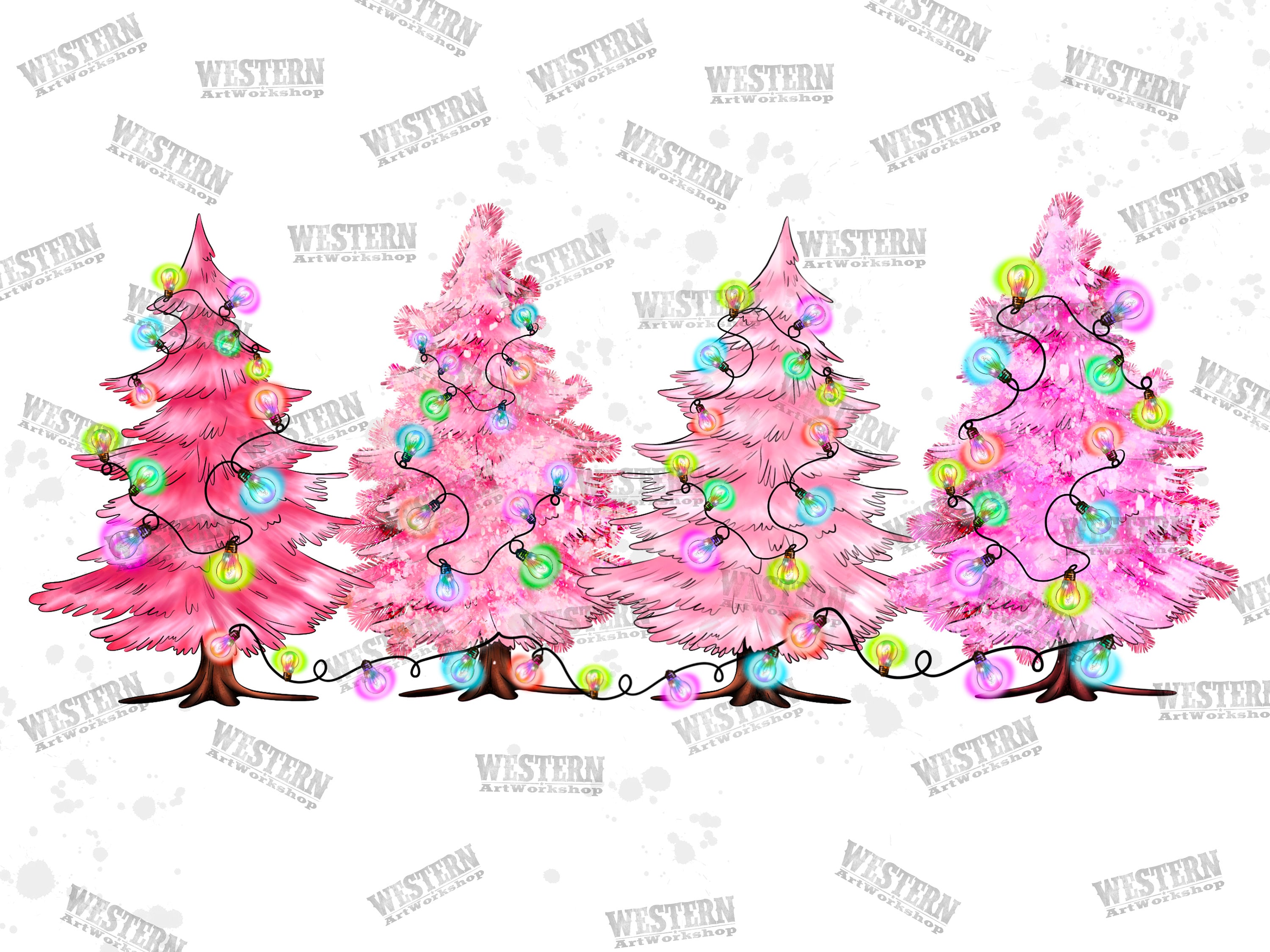 Christmas Pink Trees Png Sublimation Design Western Design - Etsy