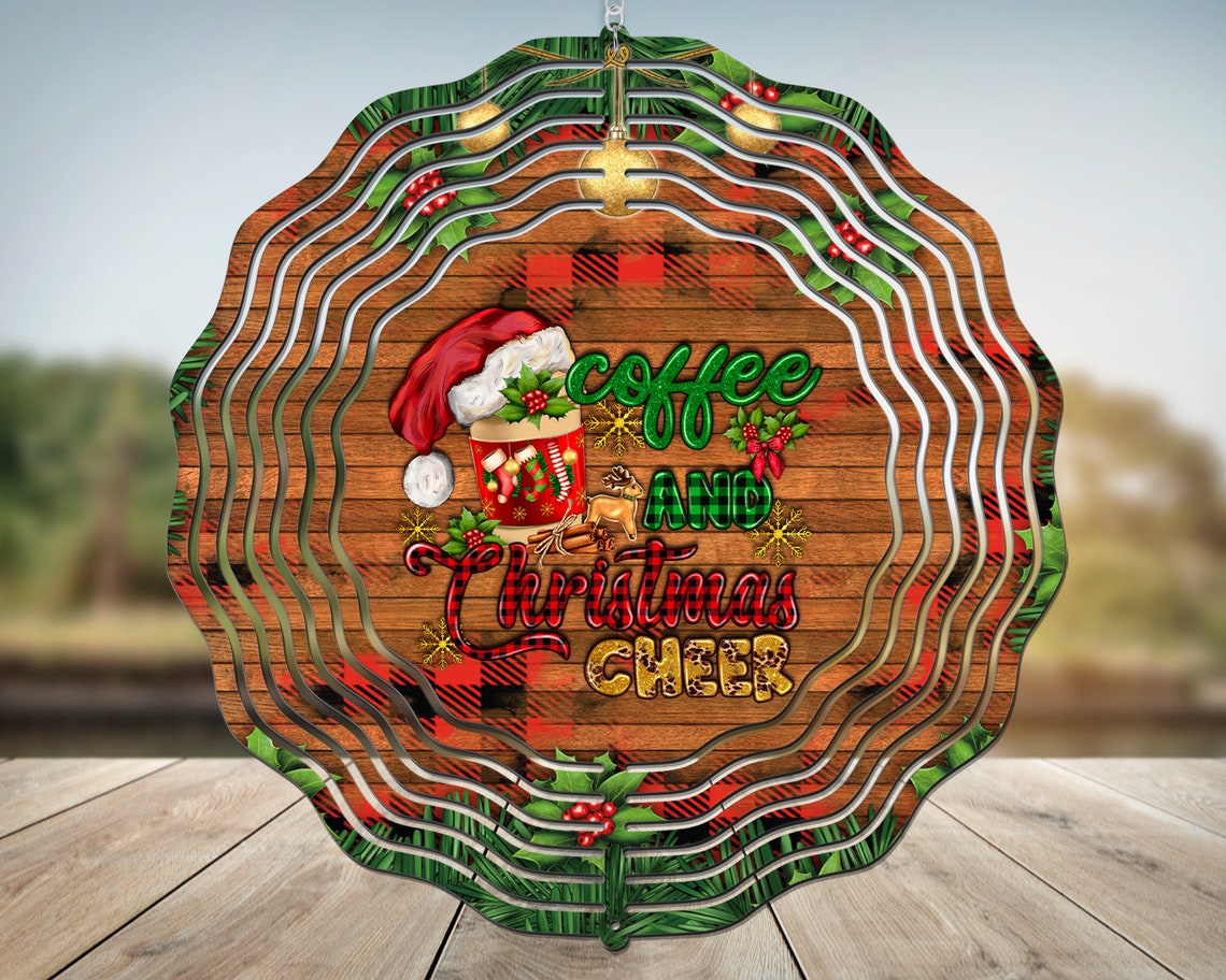 Coffee and Christmas Cheer Wind Spinner Sublimation - Etsy