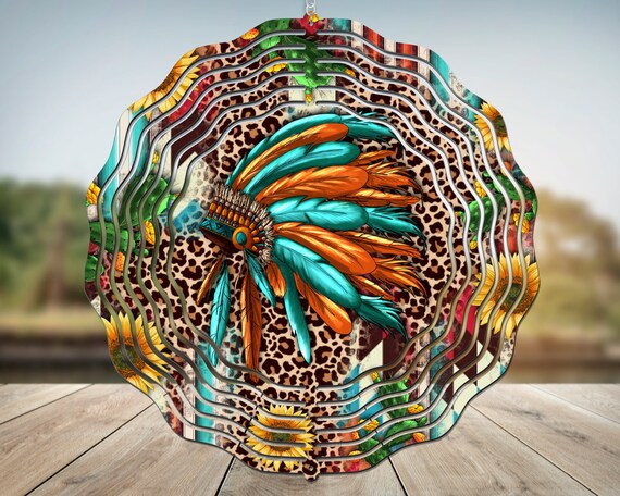 Western Native American Headdress Wind Spinner Png Wind - Etsy