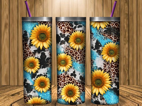 Western Turquoise Sunflowers Tumbler Png Western Sunflowers - Etsy