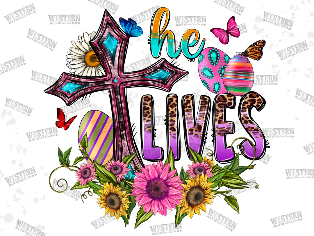 He Lives Easter With Cross Png,religious Png,happy Easter Day Png ...