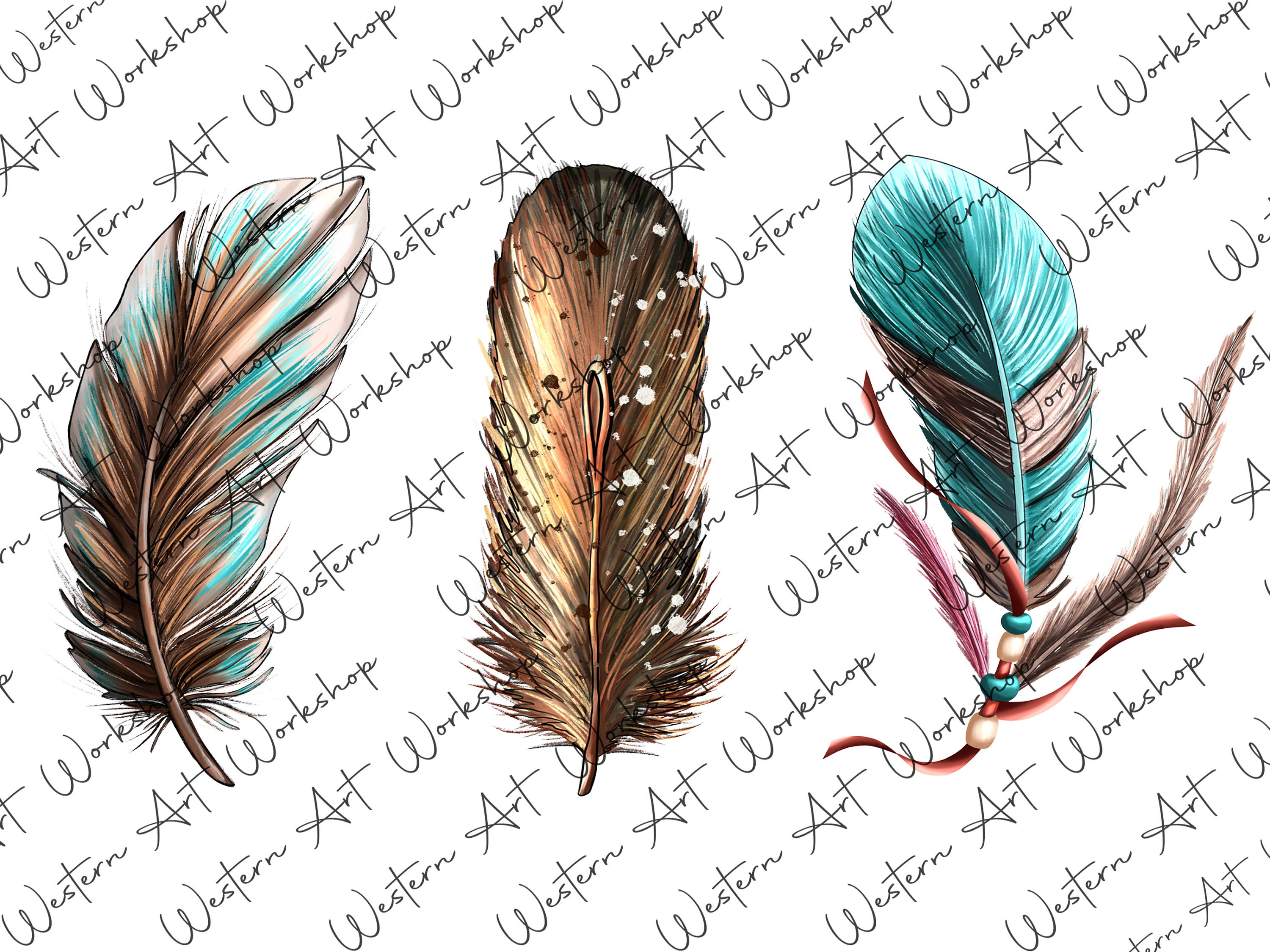 Western Feather Png Feather Sublimation Designs Turquoise - Etsy