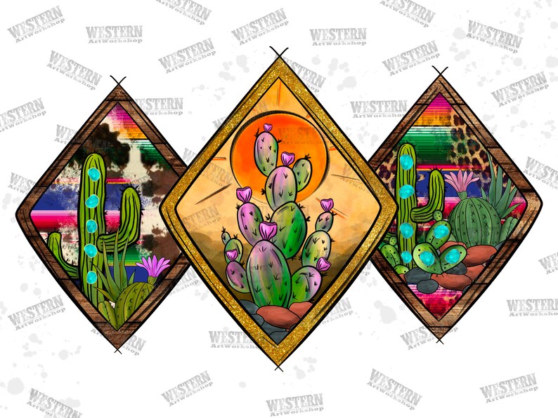Western Serape Sunset Cactus Png Cactus Png Serape - Etsy