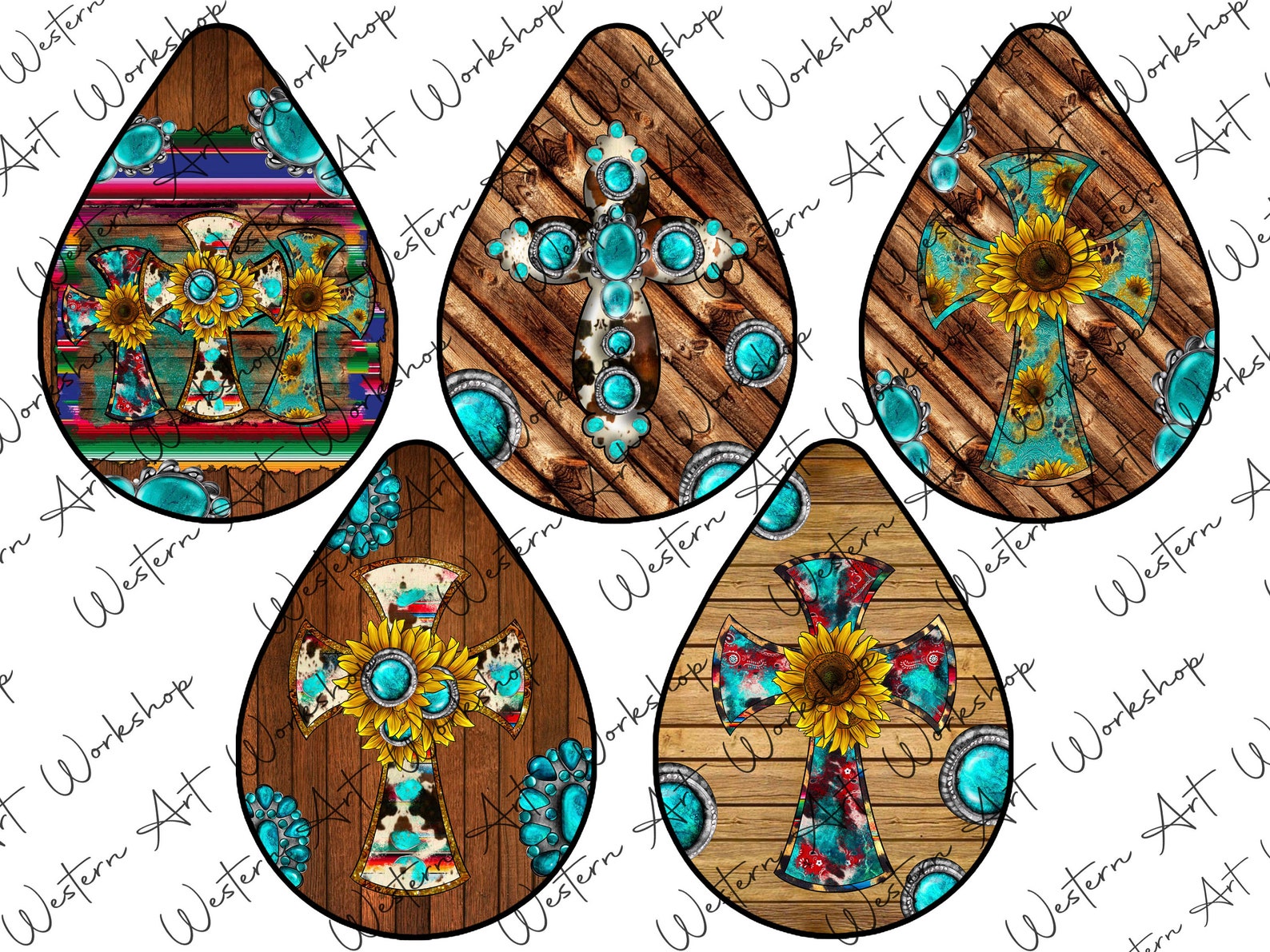 Western Cross Teardrop Design Bundle Png Cross Png Cross - Etsy