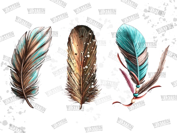 Western Feather Png Feather Sublimation Designs Turquoise - Etsy