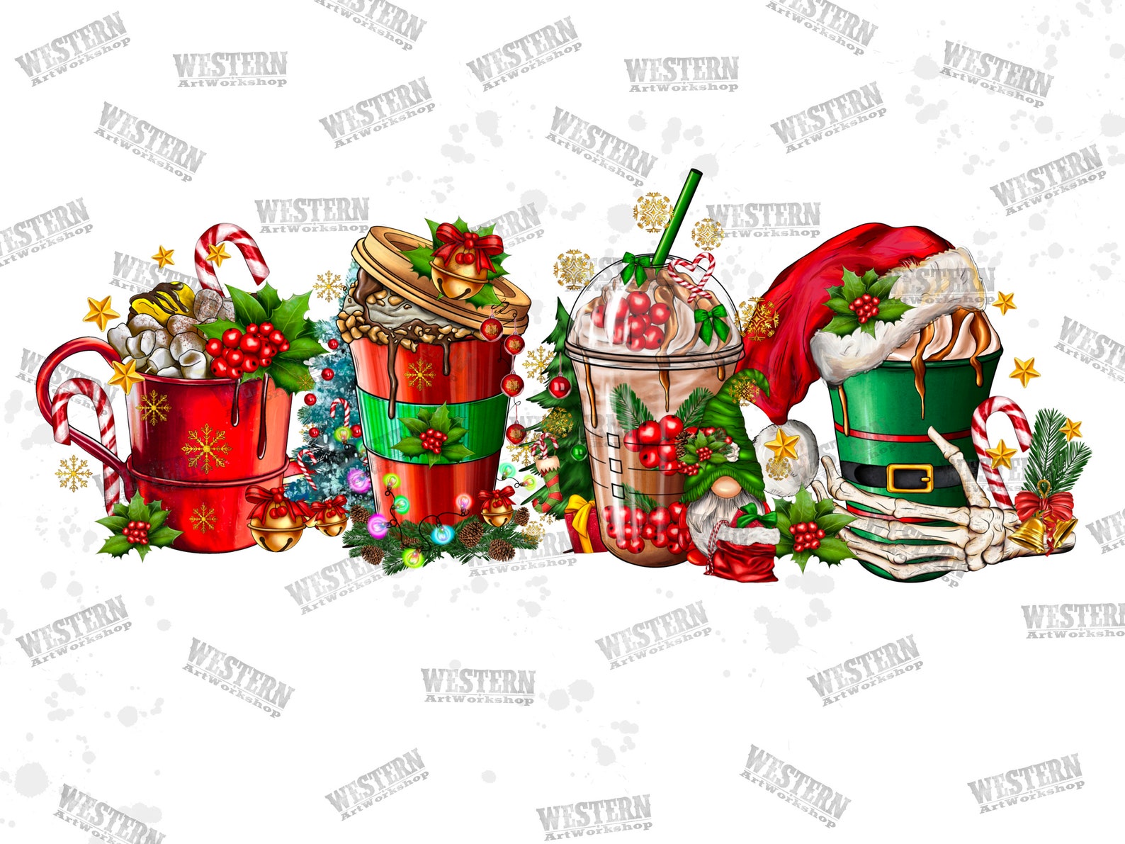 Christmas Coffee Cups Sublimation Designschristmas Pngcoffee - Etsy