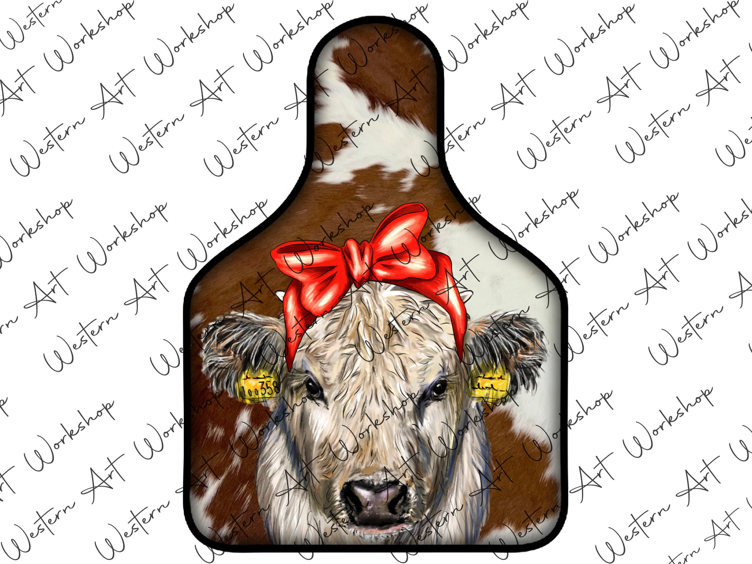 Cow Show Tag With Bandana Png Western Design Cow Tag Png - Etsy
