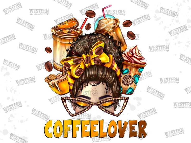 Afro Messy Bun Coffee Lover Png Sublimation Design Black - Etsy