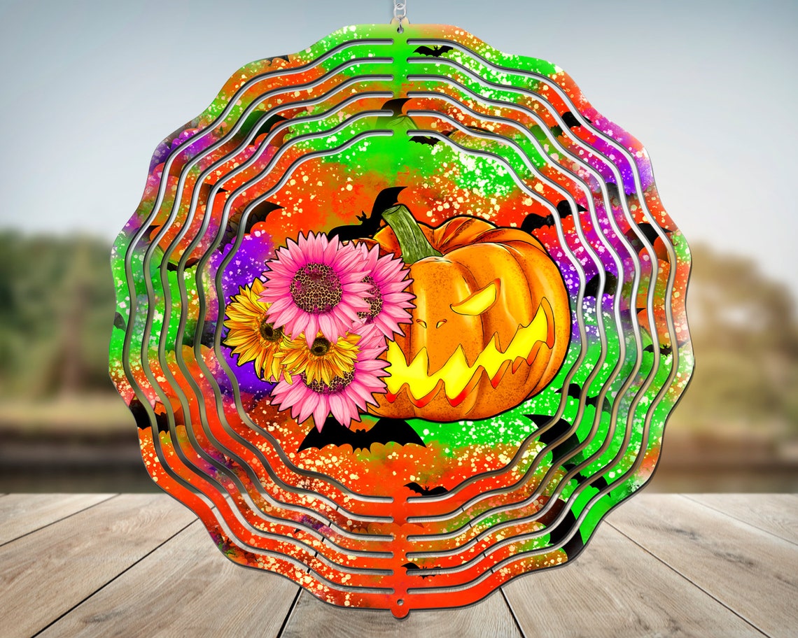 Halloween Pumpkin Wind Spinner Png Wind Spinnerhalloween - Etsy