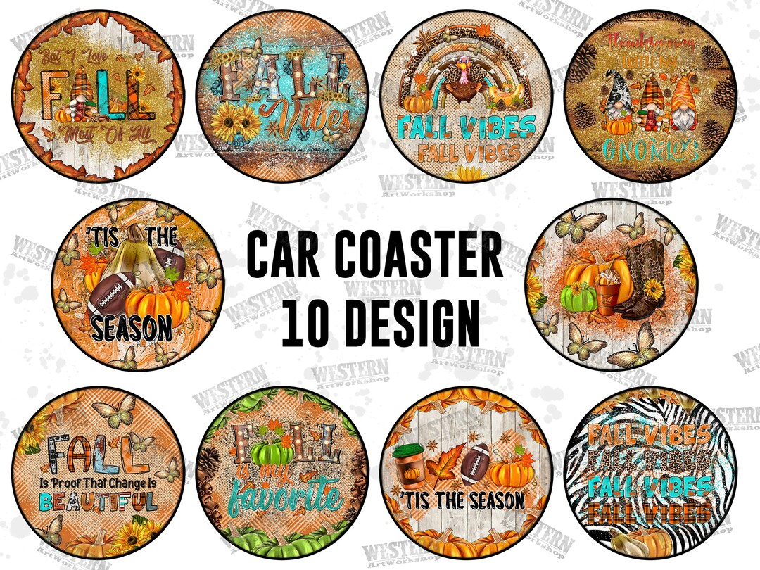 Fall Car Coaster Png, Pumpkin, Car Coaster Png, Fall Png, Cowhide ...