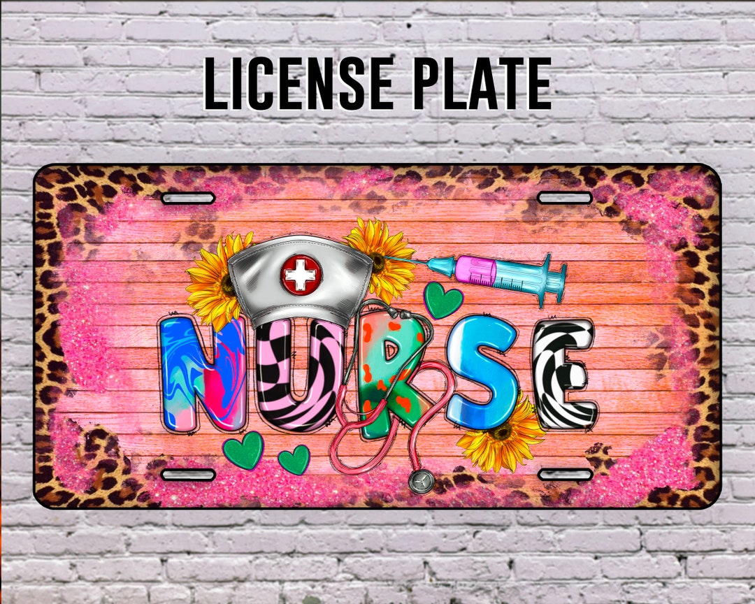 Nurse Stethoscope Syringe Sunflower License Plate,nurse License Plate ...