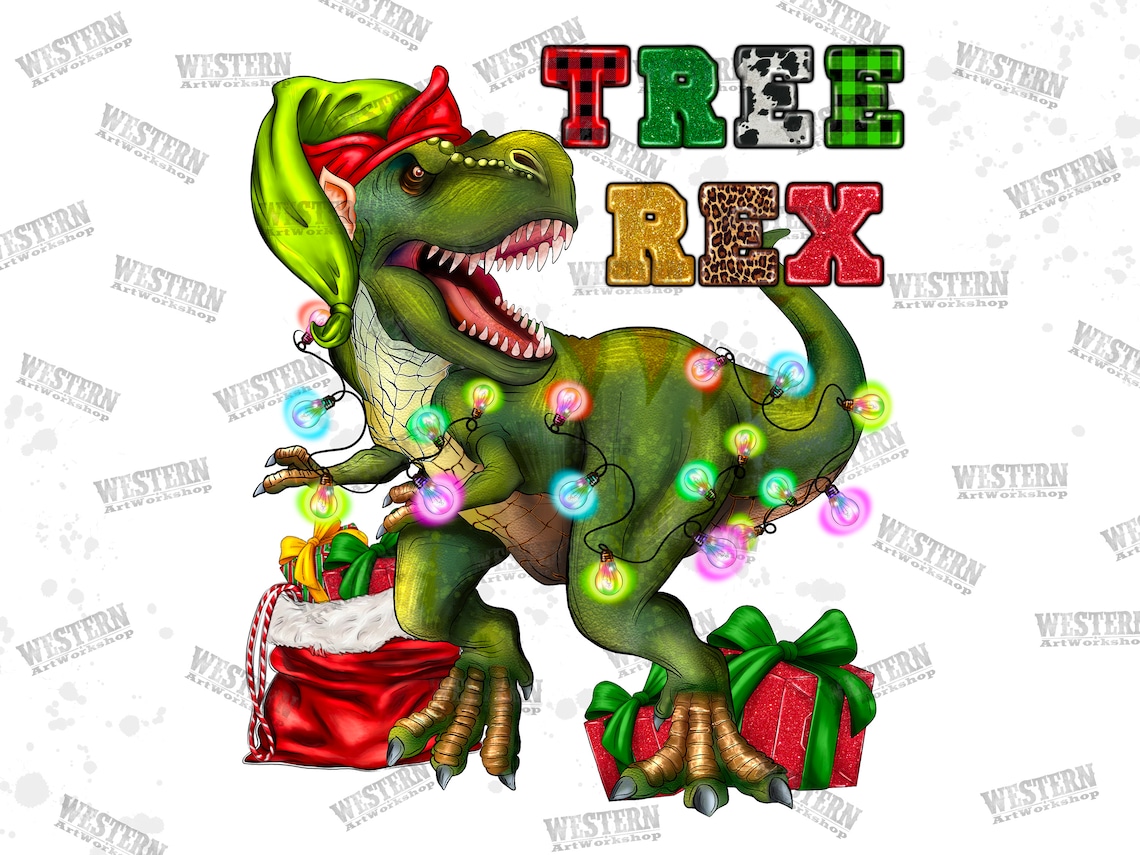 Christmas Tree Rex Pngmerry Christmas Pngchristmas T-rex - Etsy