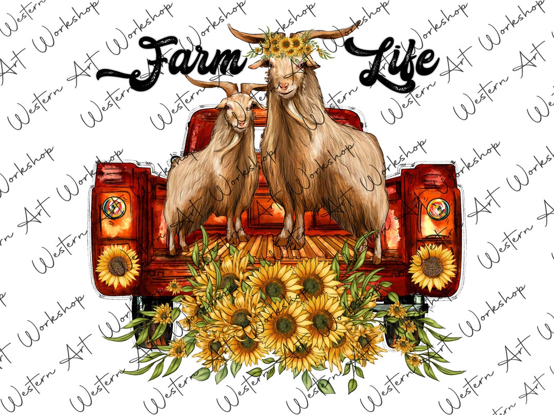 Farm Life Truck Sunflower Goats Png, Farm Life Png, Farm Truck Png ...