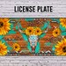 Western Sunflowers Bull Skull License Plate Png Leopard - Etsy