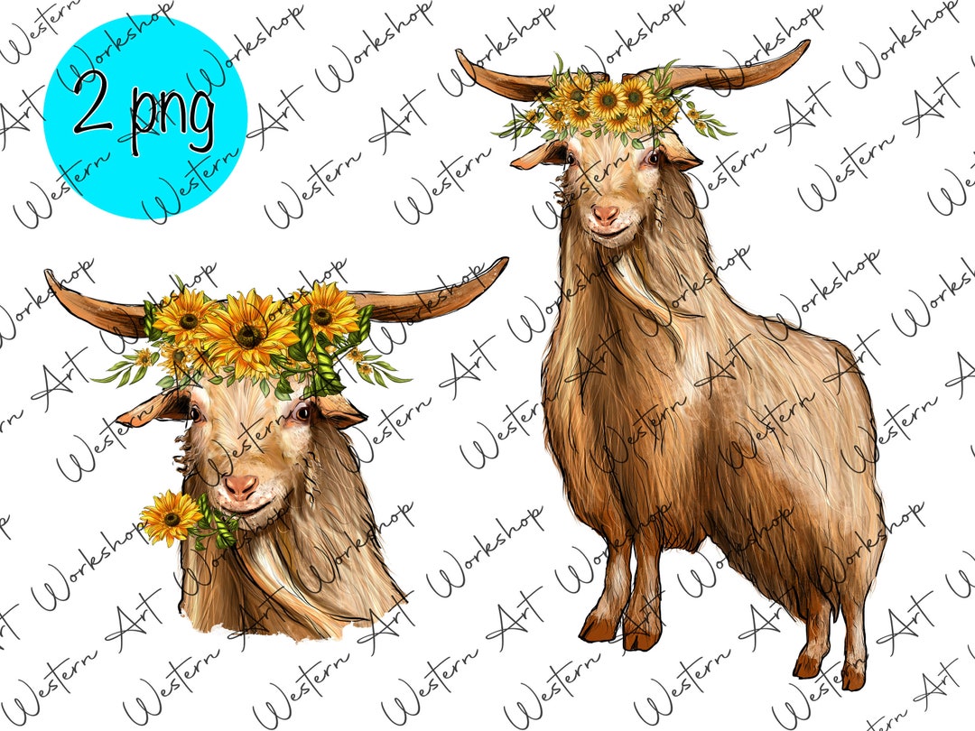 Sunflower Goat Bundle Png, Goat Png Sublimation Design,hand Drawn Goat ...