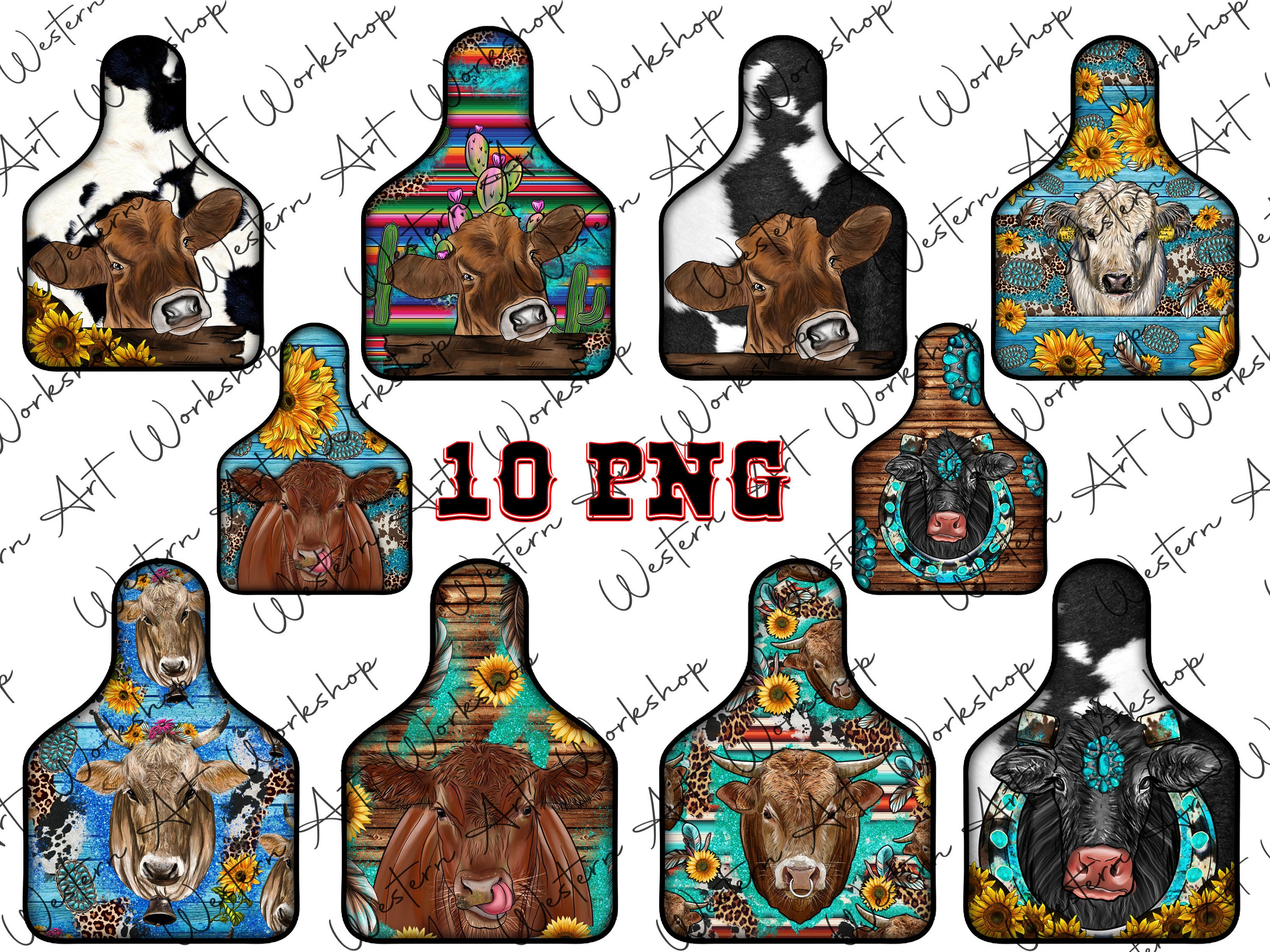 Cow Show Tag Png Western Design Cow Tag Serape Cow Tag - Etsy