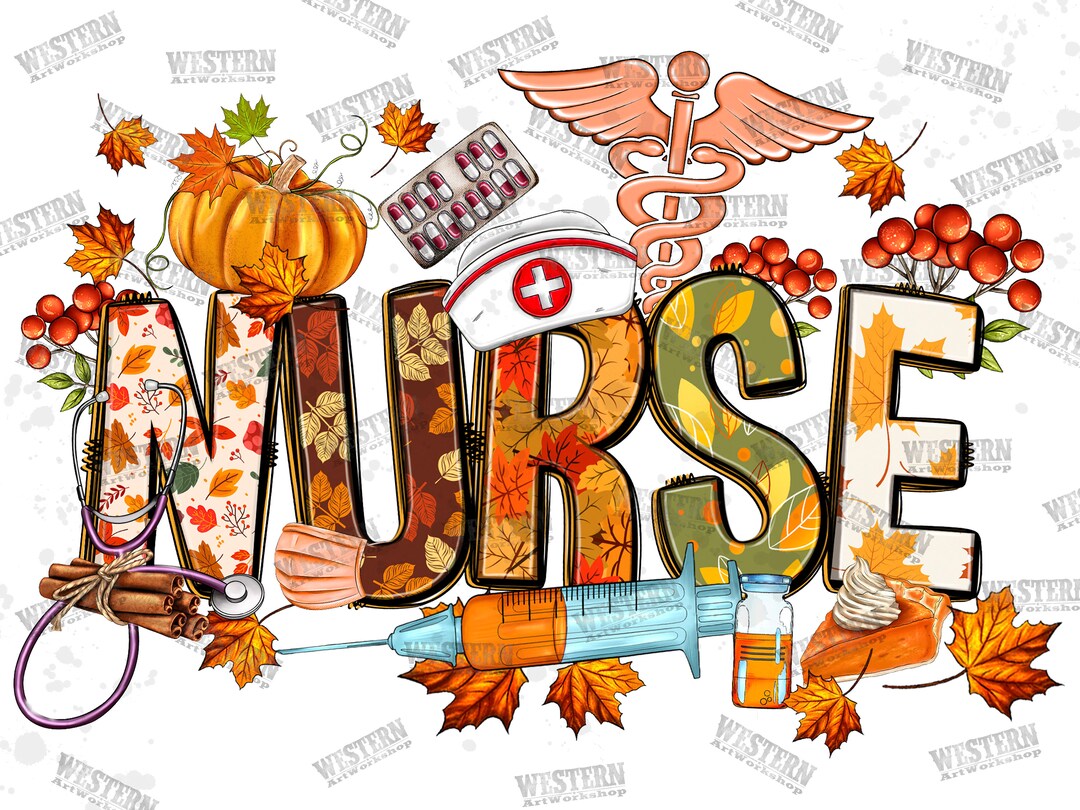 Nurse With Fall Element Png Sublimation Design,fall Nurse Png,hello ...