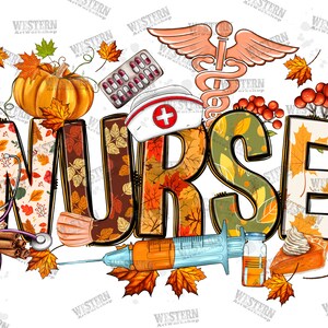 Nurse With Fall Element Png Sublimation Design,fall Nurse Png,hello ...