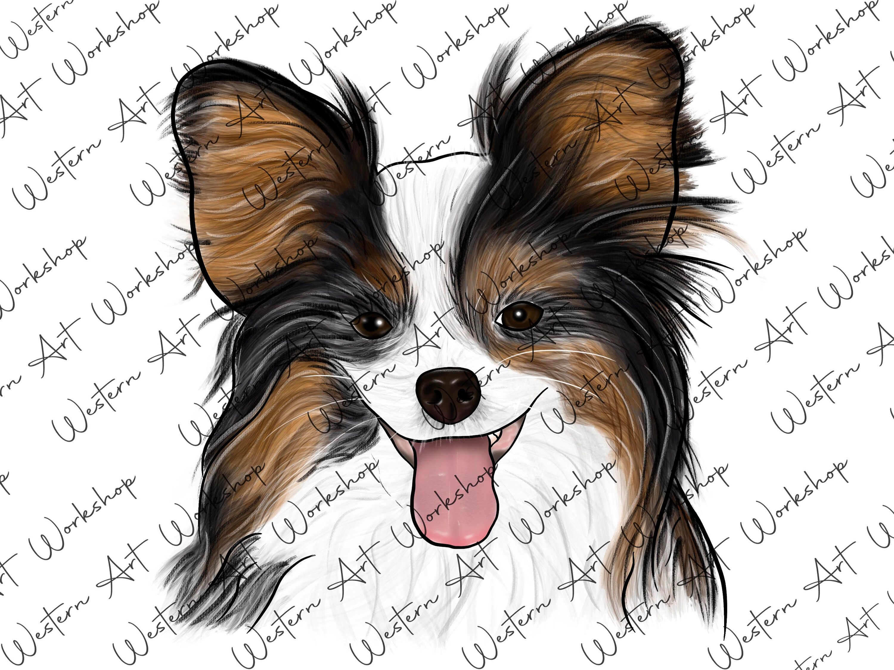 Papillon Dog Sublimation Png Papillon Face Png Design | Etsy