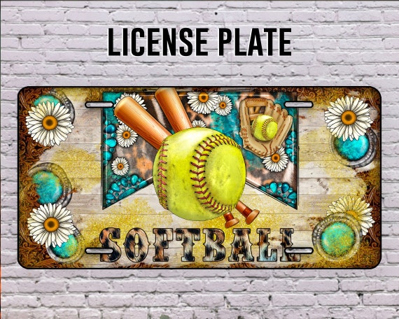 Softball License Plate Softball License Plate Png Daisy Png - Etsy