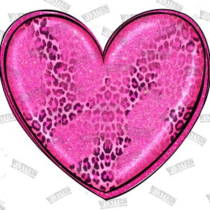 Pink Heart Png Sublimation Design Png, Pink Heart Png, Leopard Heart ...