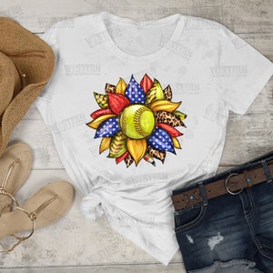 American Flag Softball Ball Sunflower Glitter Png, Softball Sunflower ...