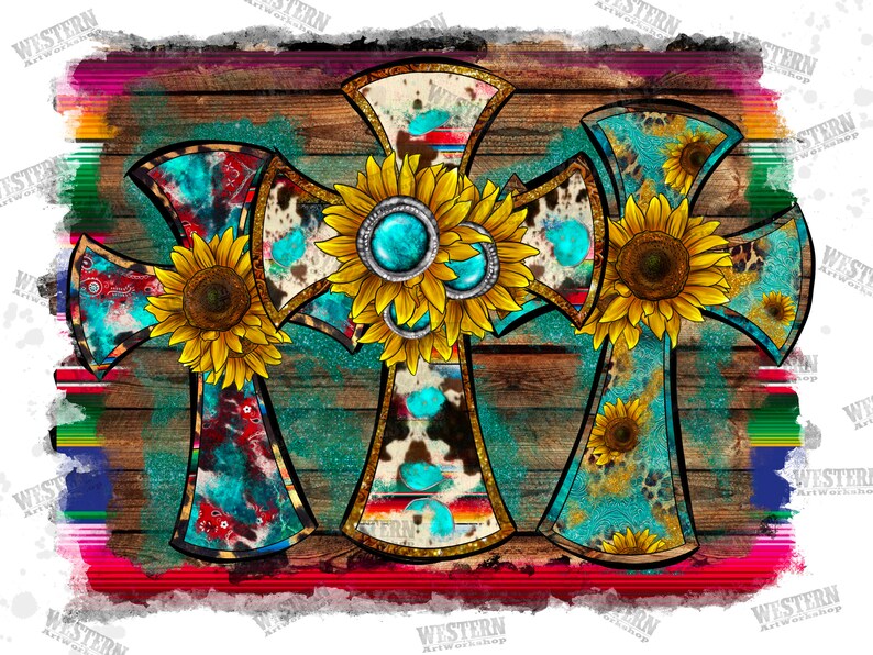 Western Cross Background Png Serape Distressed Background - Etsy