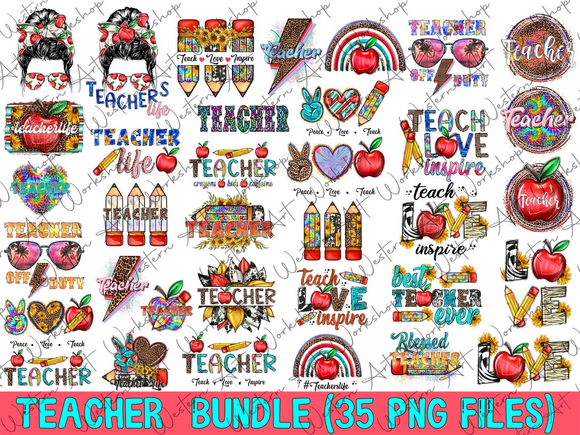 35 Teacher Bundle Png Love Teacher PNG Back to School - Etsy