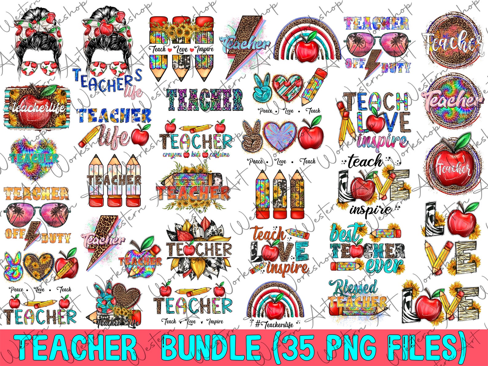 35 Teacher Bundle Png Love Teacher PNG Back to School - Etsy