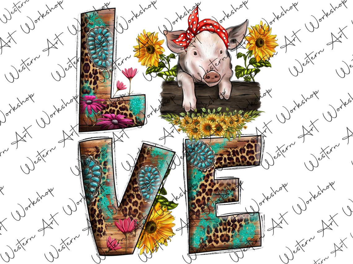 Love Pig Png Farm Pig Western Pigs Png Love Pig Png - Etsy