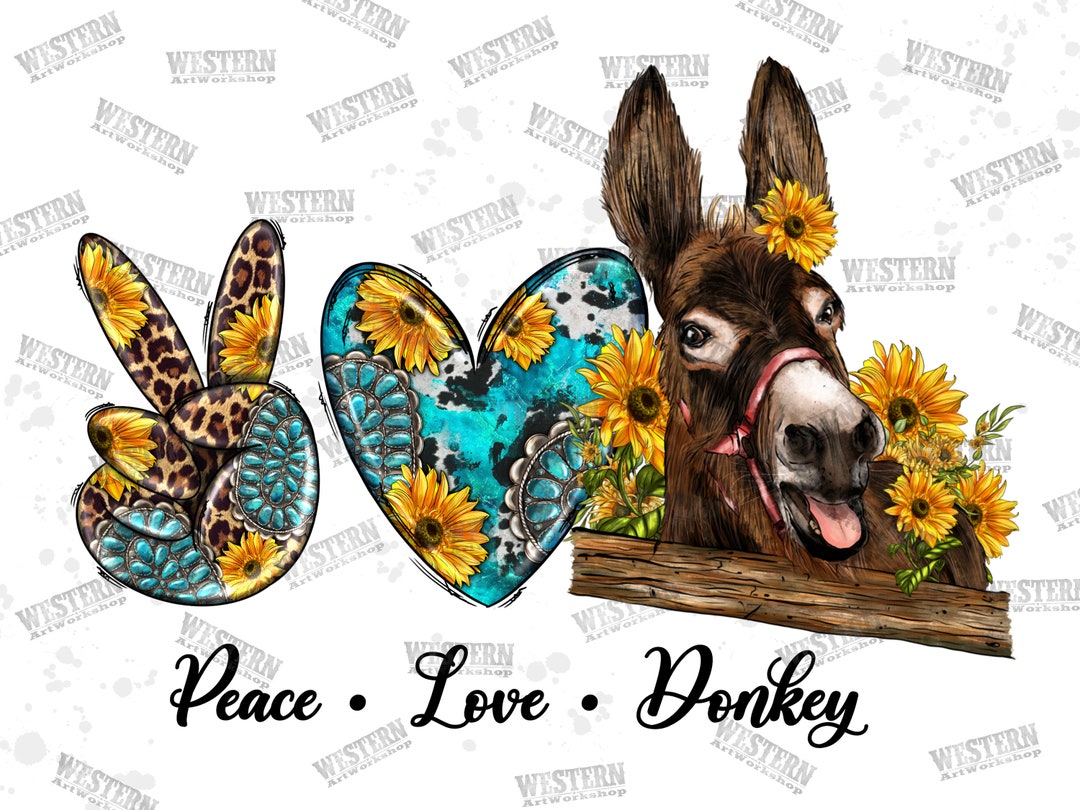 Peace Love Donkey Png, Donkey Png, Donkey Png, Farm Animals Png, Farm ...