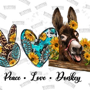 Peace Love Donkey Png, Donkey Png, Donkey Png, Farm Animals Png, Farm ...