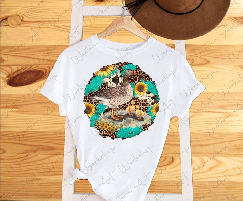 Western Duck Family Sunflower Background Png File Baby Duck - Etsy