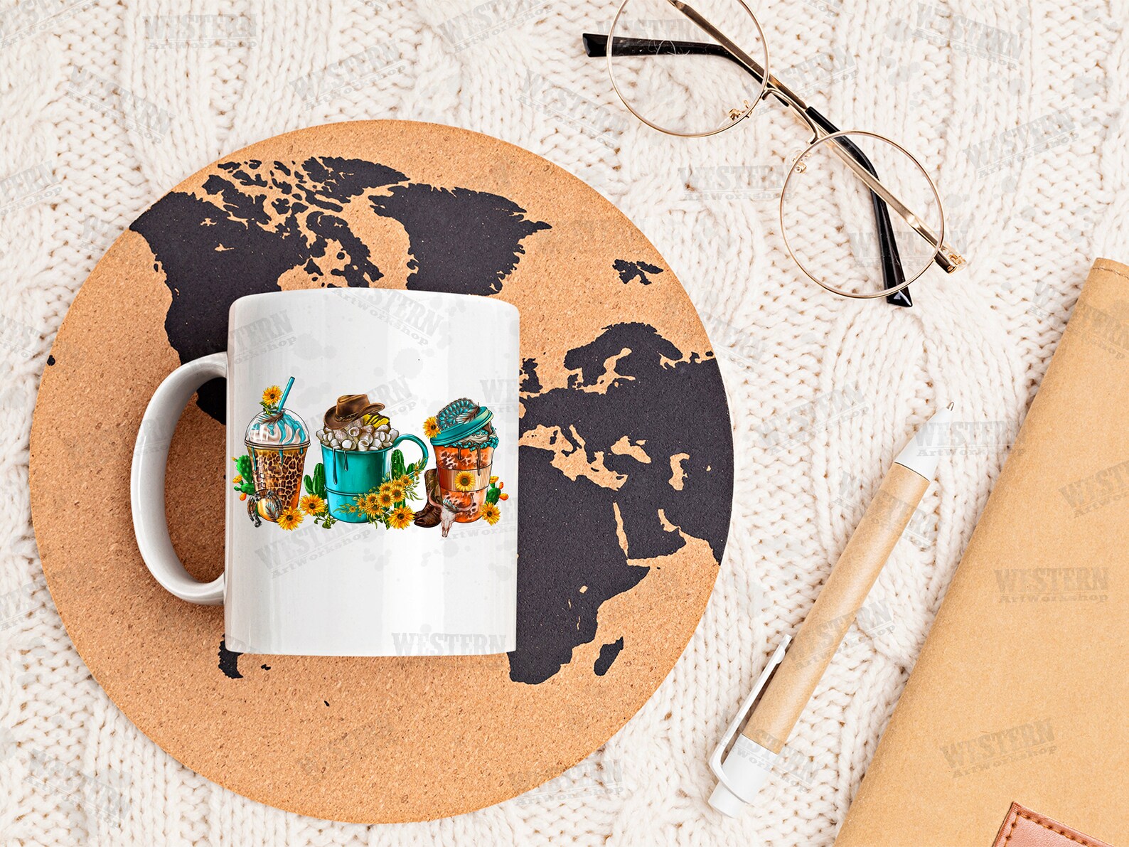 Western Coffee Cups Png Sublimation Design Fall Png Gemstone - Etsy