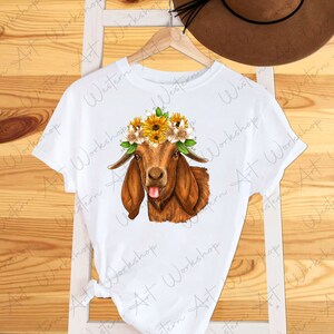 Goat With Lily and Sunflower Crown Png, Goat Png, Sunflower Png ...