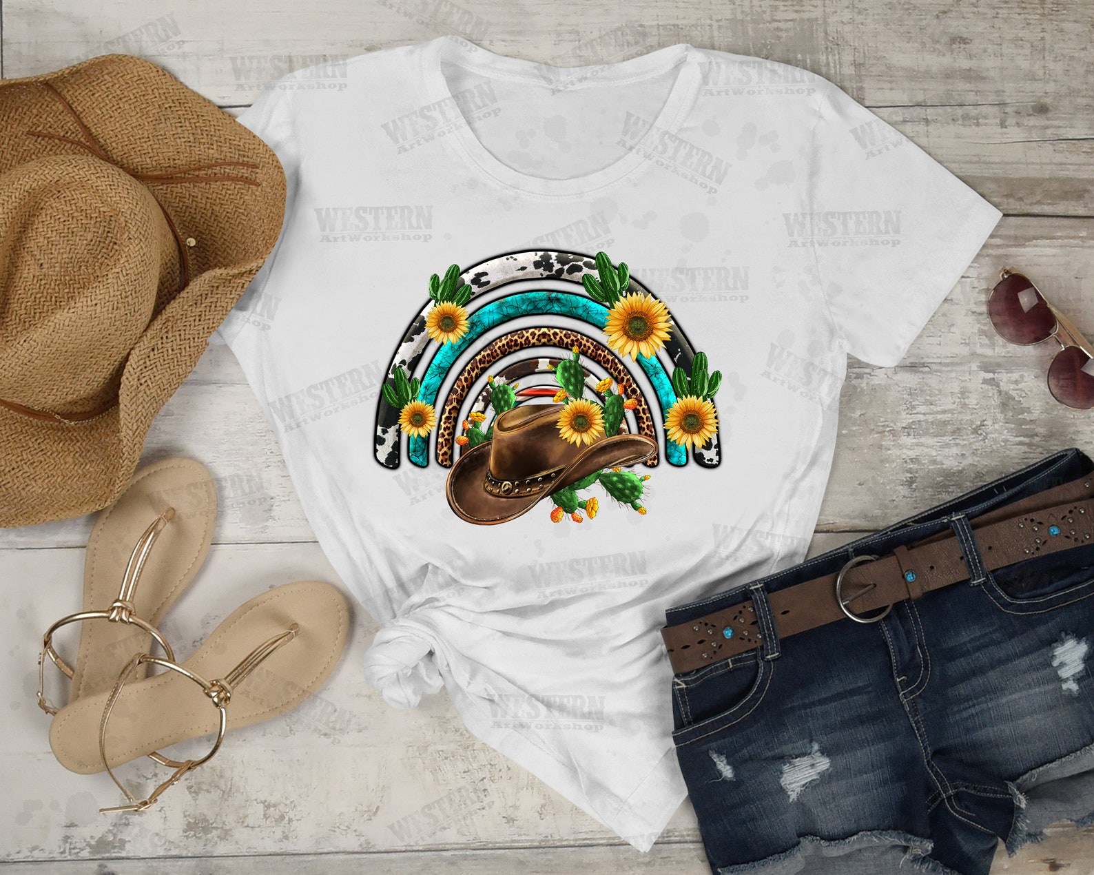 Western Rainbow Cowboy Hat Sublimation Png File Cowboy Hat - Etsy