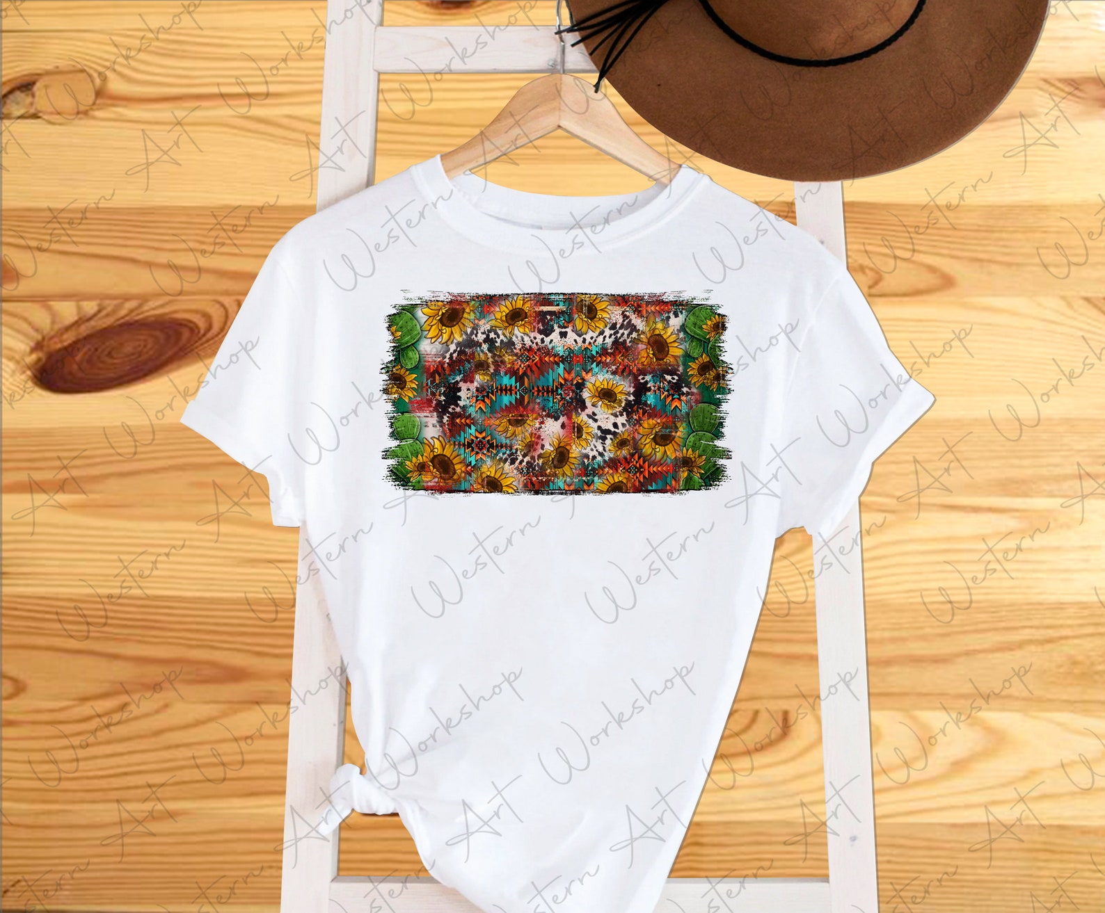 Western Sunflower Aztec Background Png Cactus Background - Etsy