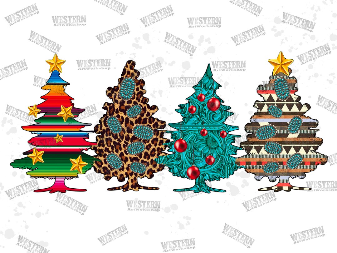 Christmas Western Trees Sublimation Design,western Design,western Trees ...