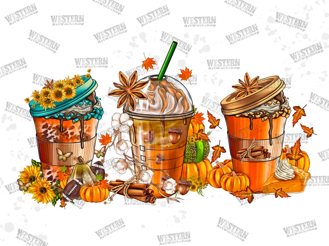 Fall Coffees PNG Sublimation Design, Pumpkin Spice Latte Png, Fall ...