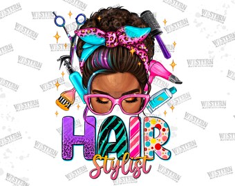 Afro Messy Loc Bun Hairstylist Png Sublimation Design, Black Women ...