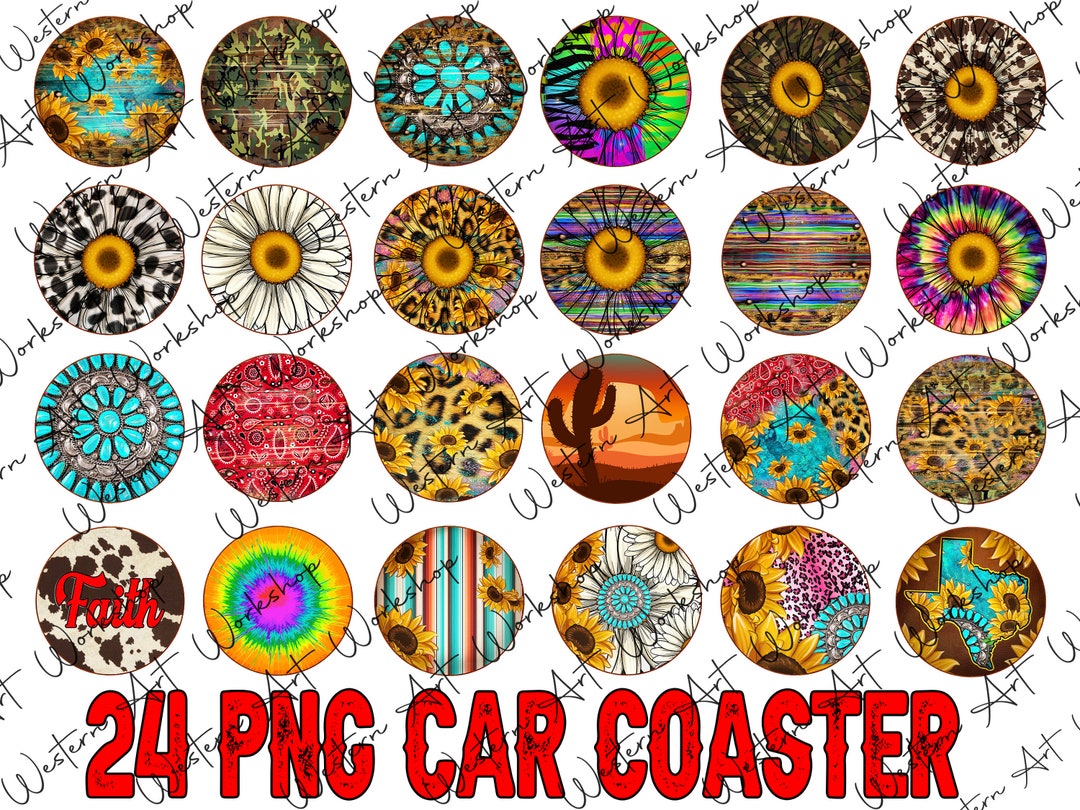 24 Western Car Coaster Bundle Png, Western, Car Coaster Png, Western ...